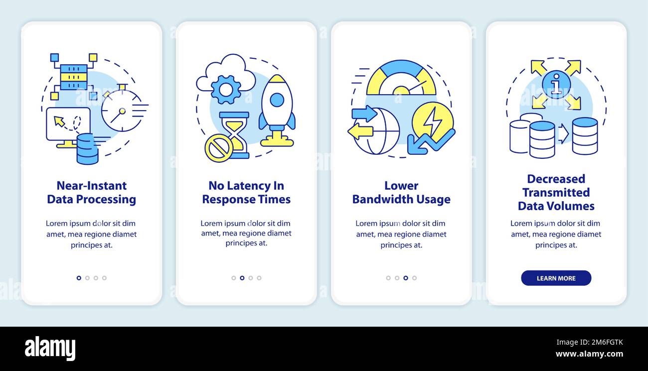 Cloud And Edge Tech Combination Benefits Onboarding Mobile App Screen