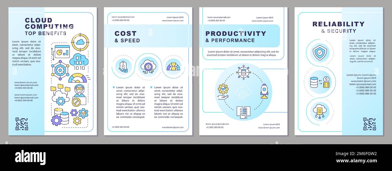 Cloud computing trends benefits light blue brochure template Stock ...