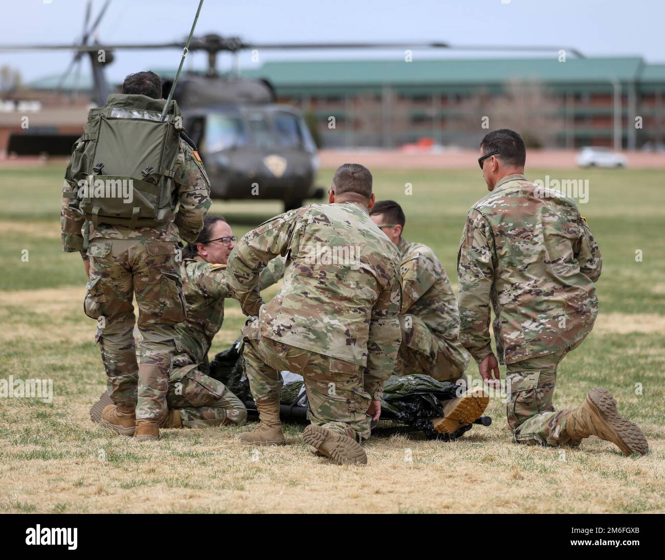 4th Infantry Division Soldiers prepare to move a simulated casualty ...