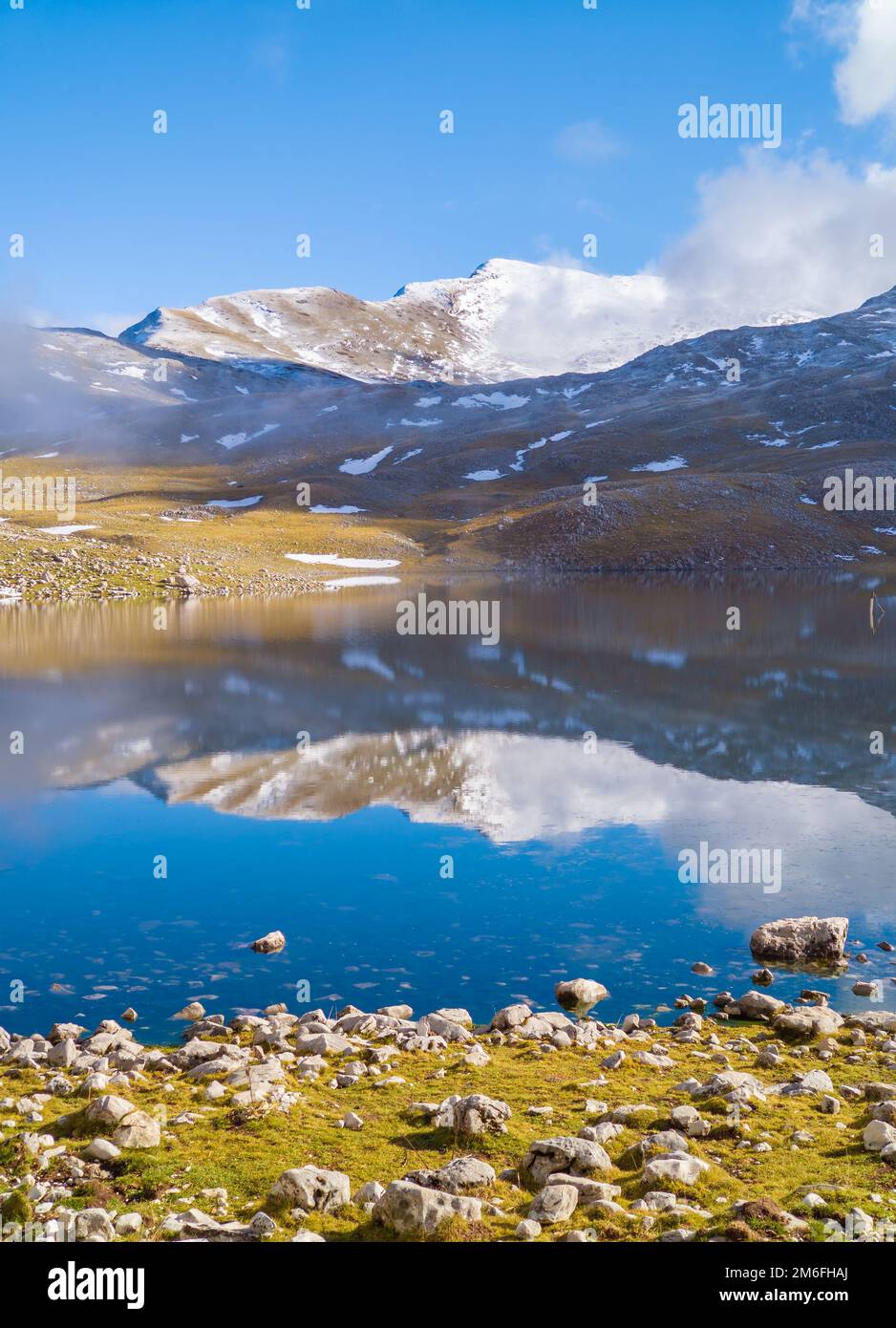 Duchessa lake Morrone mount (Italy) - The landscape summit with snow of ...