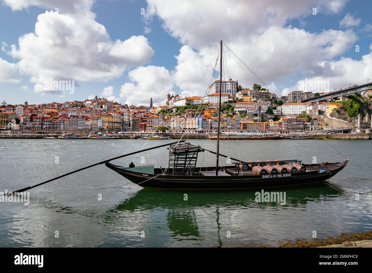 Panorama View of Ribeira with Traditional Boats and Dom LuÃ­s I Bridge ...