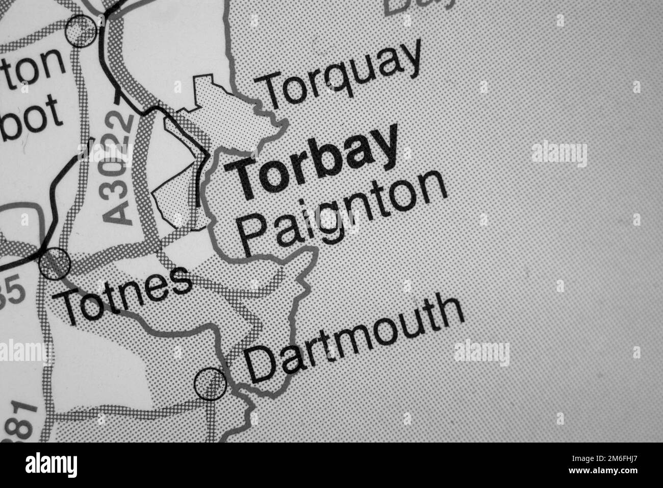 Paignton, United Kingdom atlas map town name - black and white Stock ...