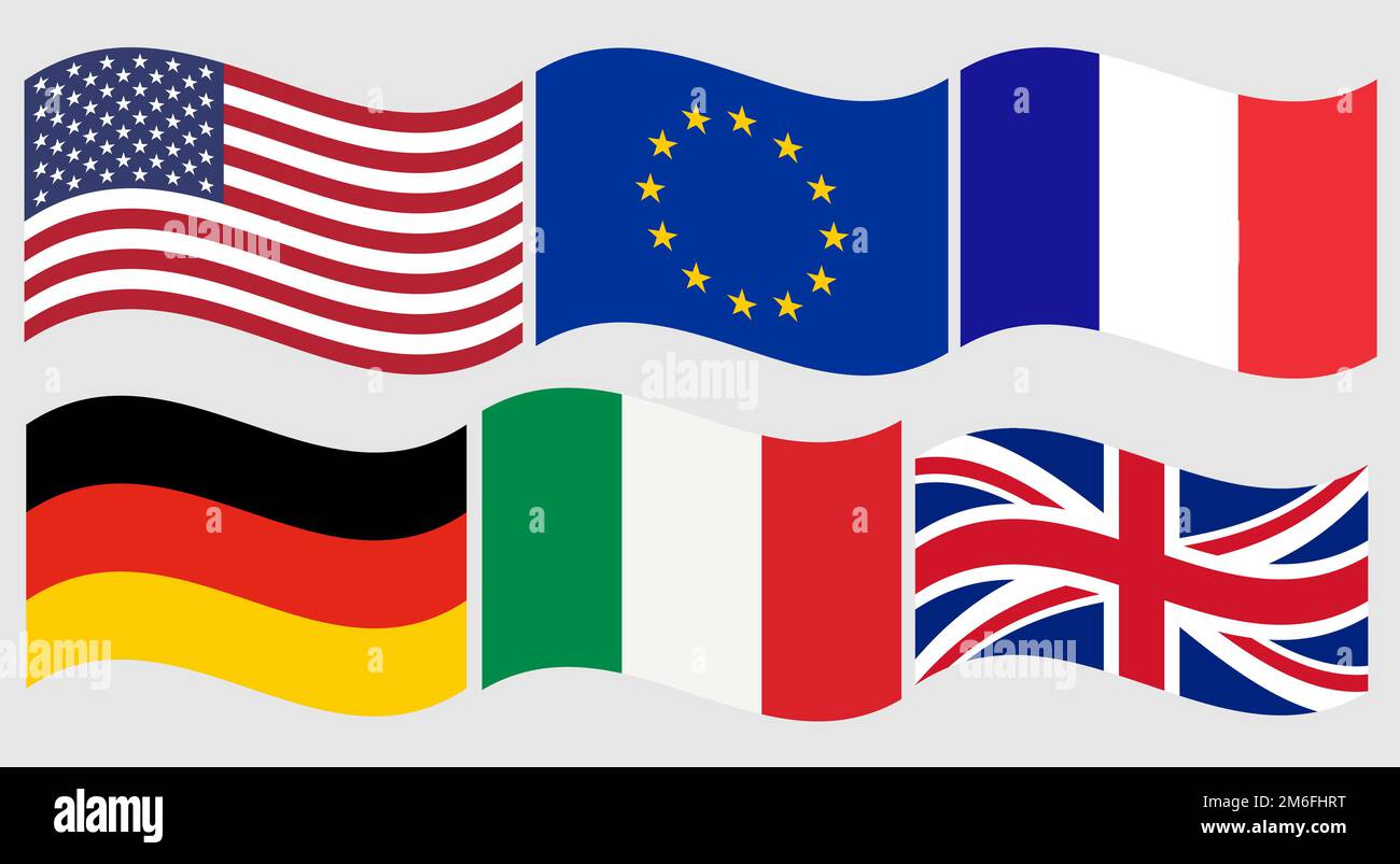 Flags usa european union waving hi-res stock photography and images - Alamy