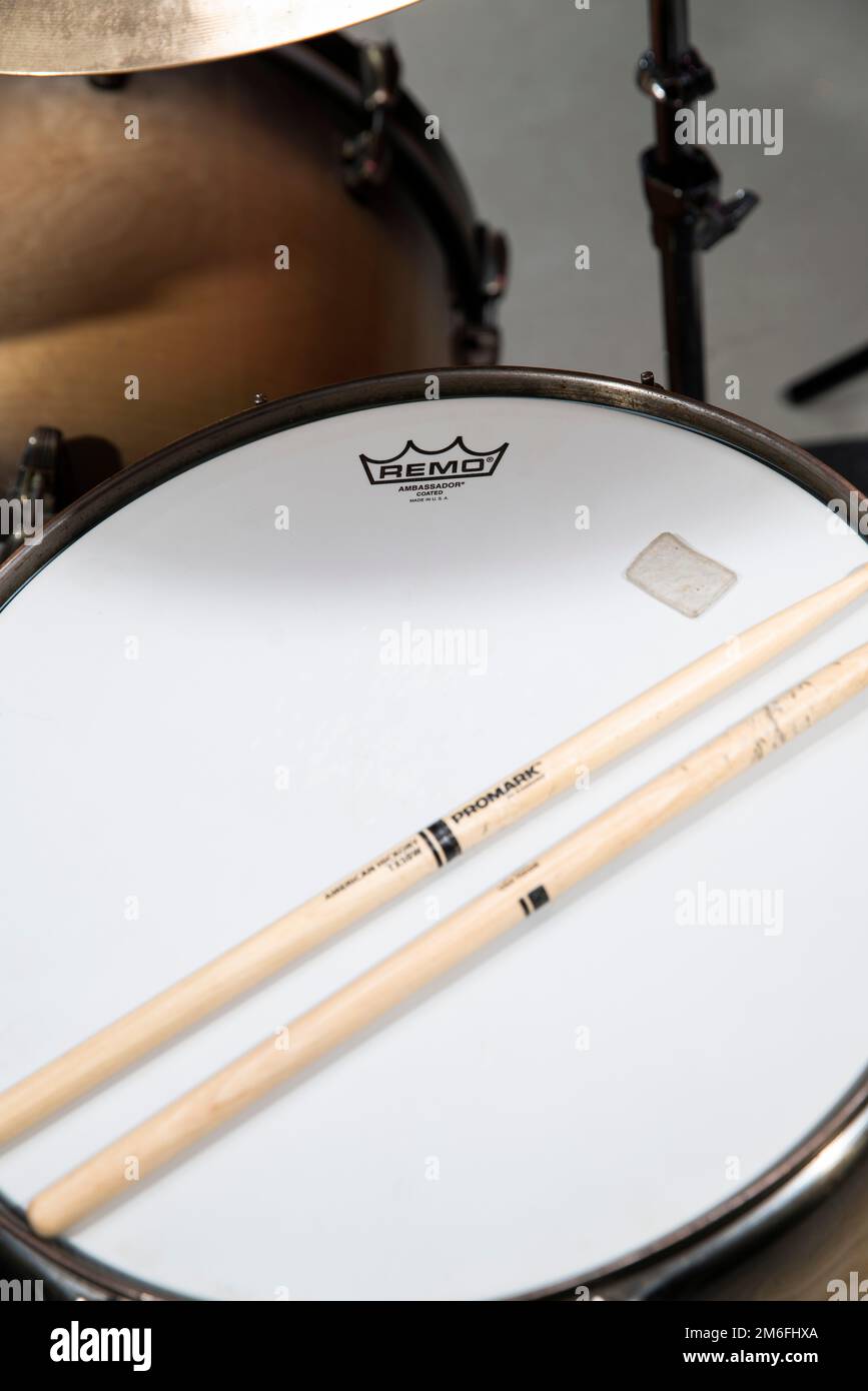 Idles drummer Jon Beavis's kit photographed at Factory Studios, Bristol ...