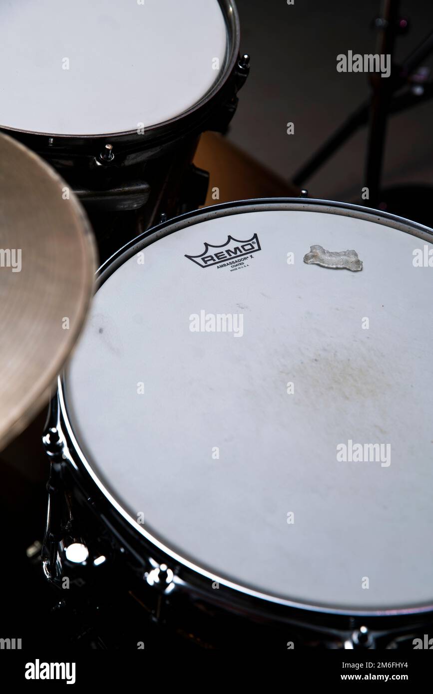 Idles drummer Jon Beavis's kit photographed at Factory Studios, Bristol ...