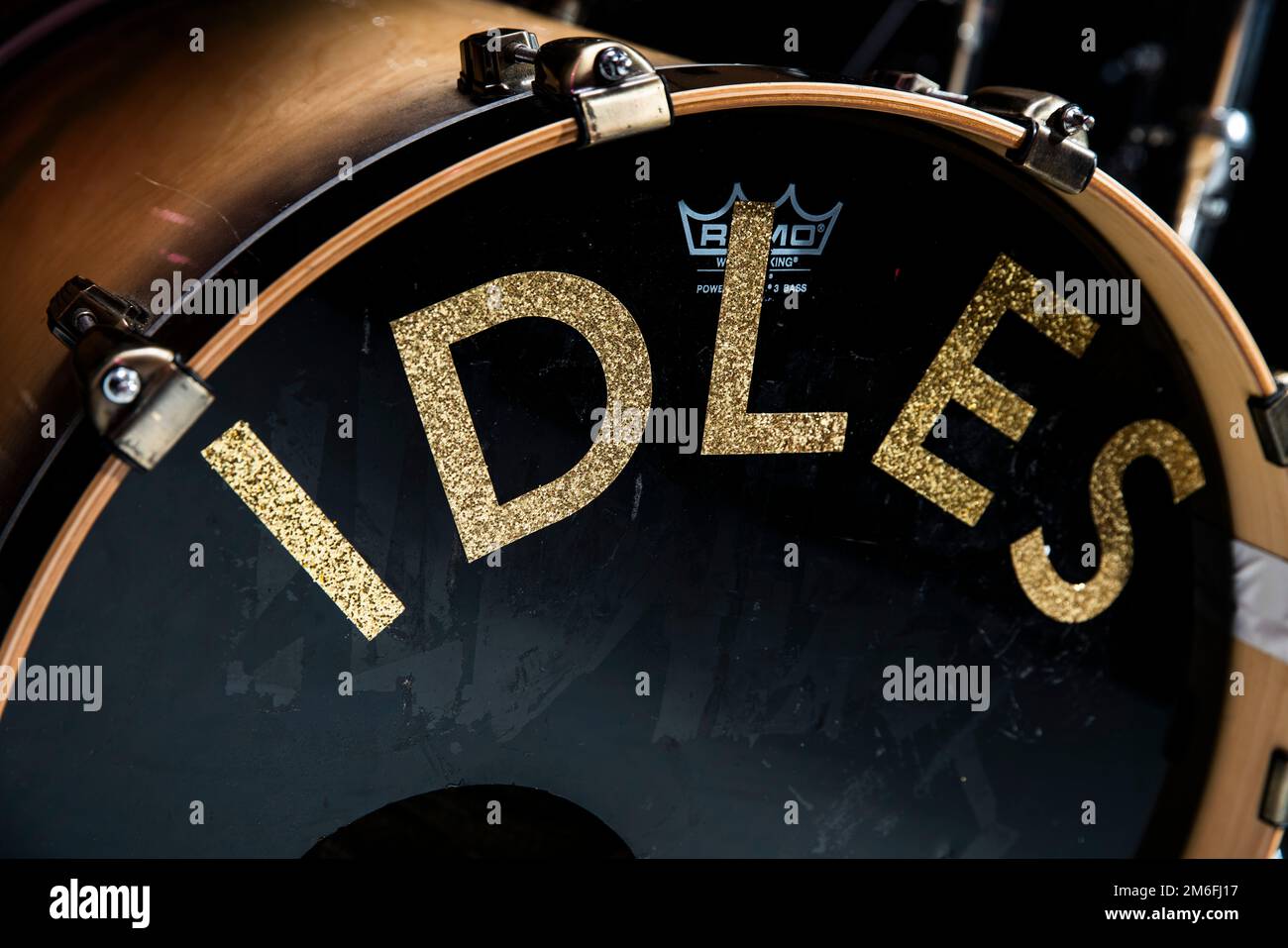 Idles drummer Jon Beavis's kit photographed at Factory Studios, Bristol ...