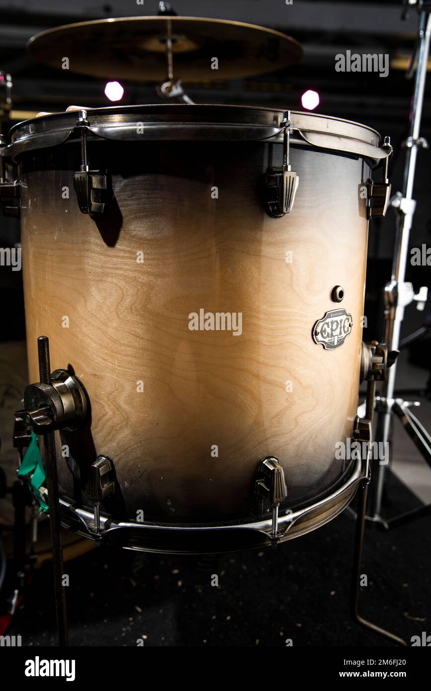 Idles drummer Jon Beavis's kit photographed at Factory Studios, Bristol ...