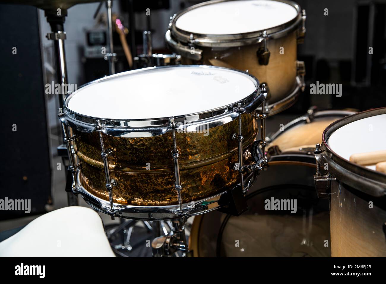 Idles drummer Jon Beavis's kit photographed at Factory Studios, Bristol ...
