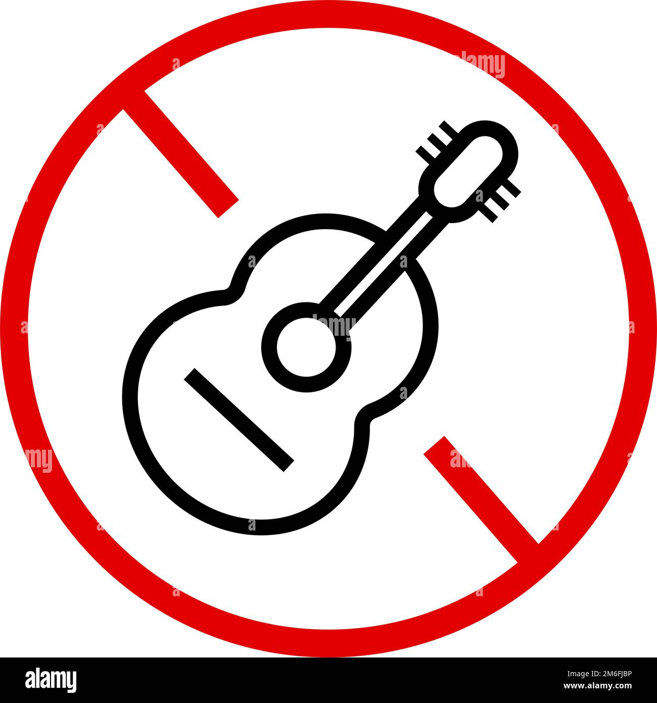Guitar use prohibited icon. No instrument use sign. Editable vector ...