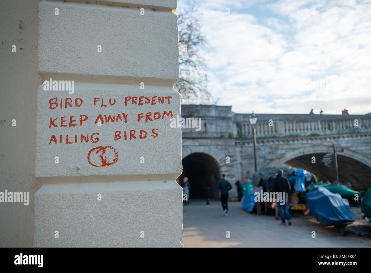 London- December 2022: hand written warning sign to stay away from ...
