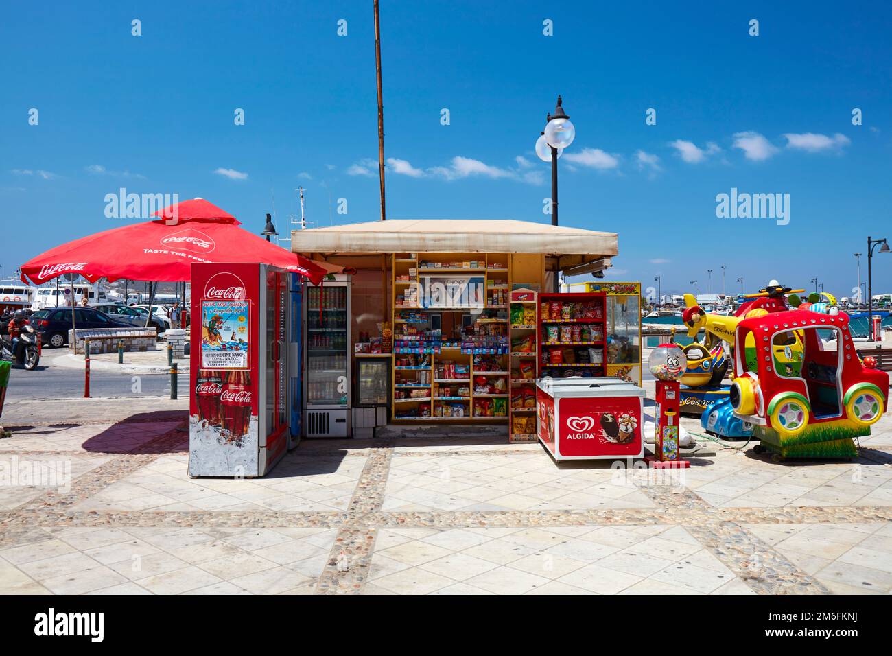 Greek kiosk in Naxos town Stock Photo - Alamy