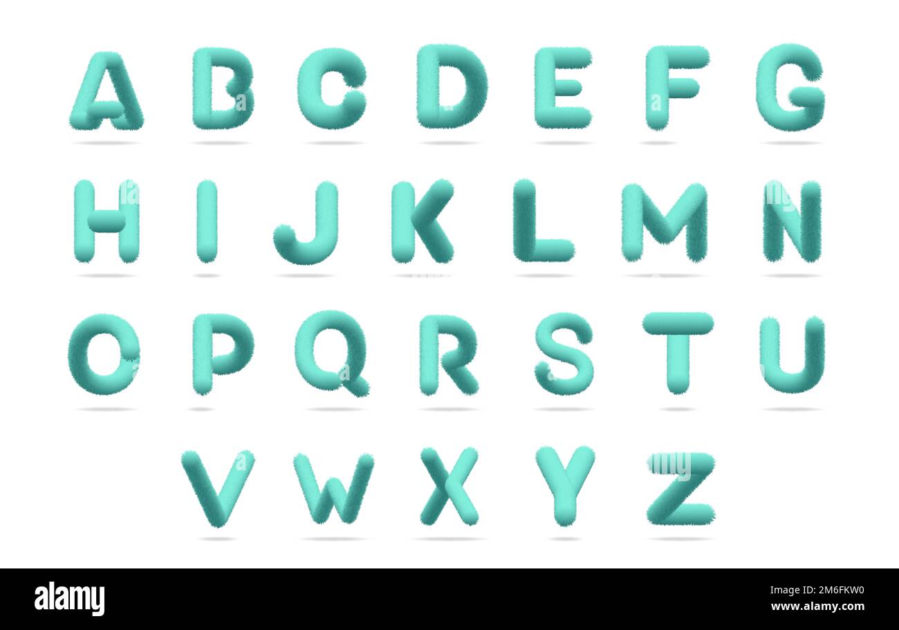 Cute blue fur alphabet illustration, teddy blue abc on isolated ...