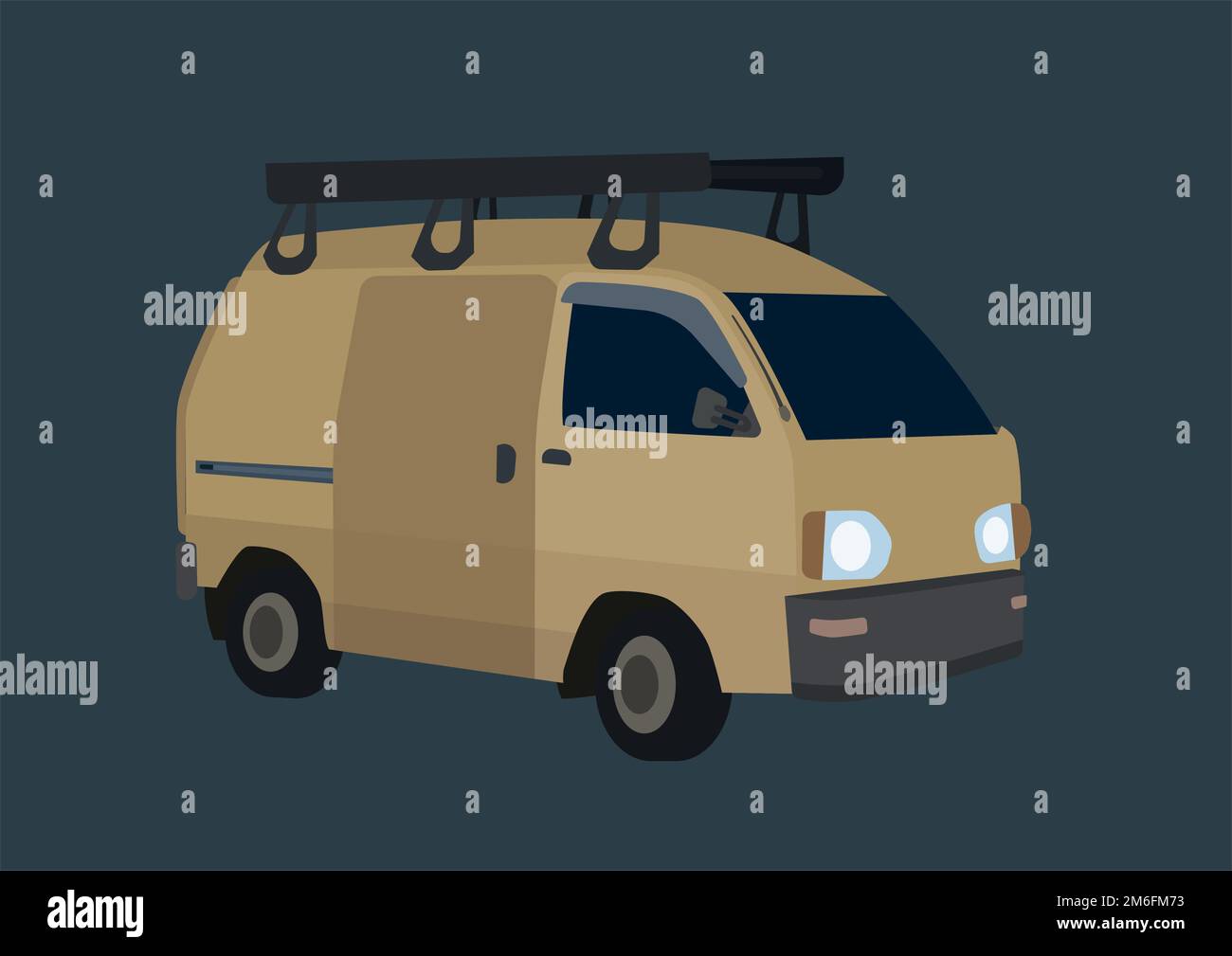 illustration of cartoon beige truck on road isolated on grey,stock ...