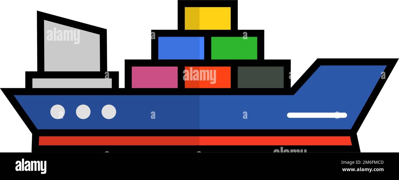 Cargo ship. Container ship. Trade ship. Editable vector Stock Vector ...