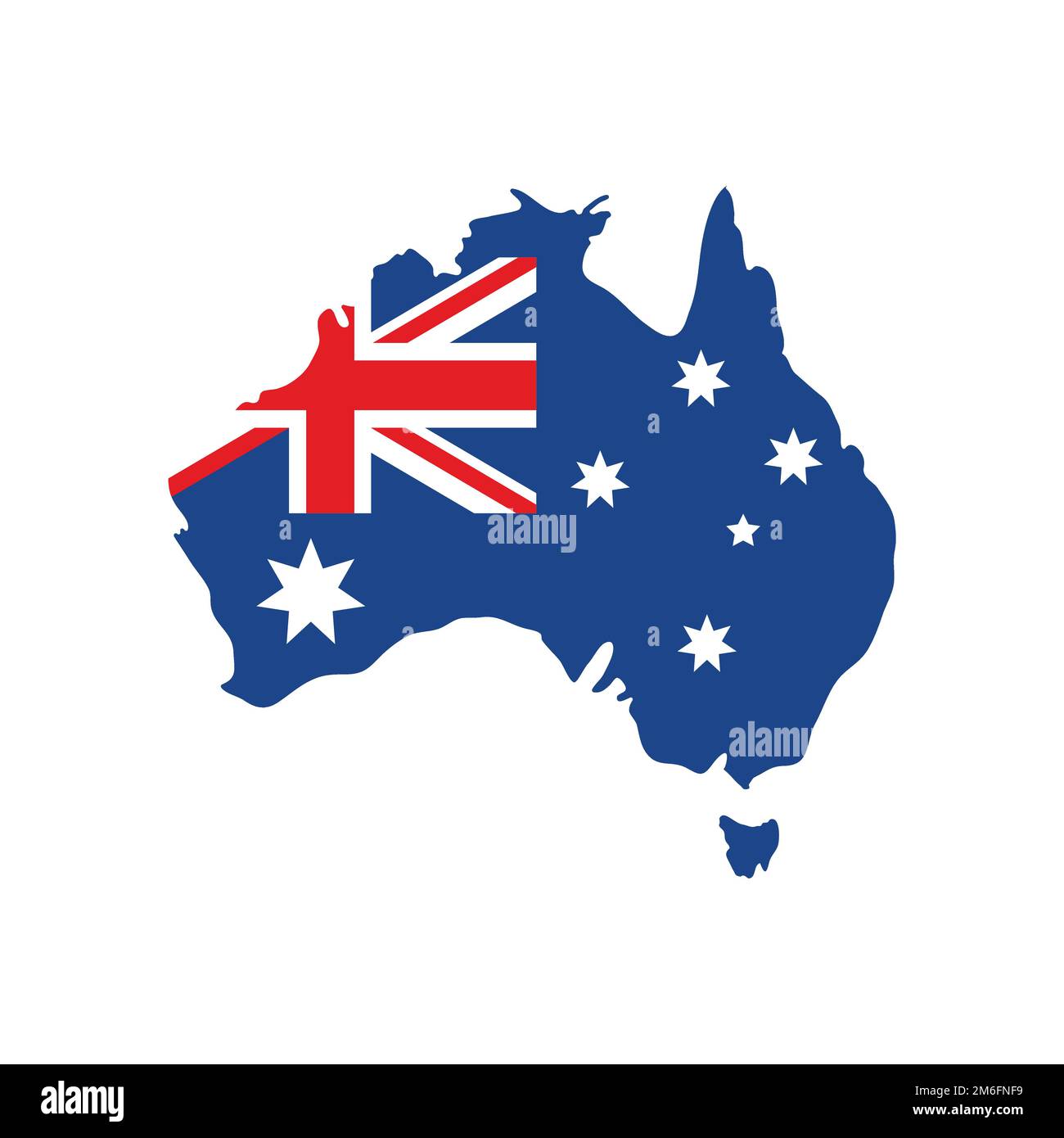 Vector flat Australian map silhouette with flag isolated on white ...