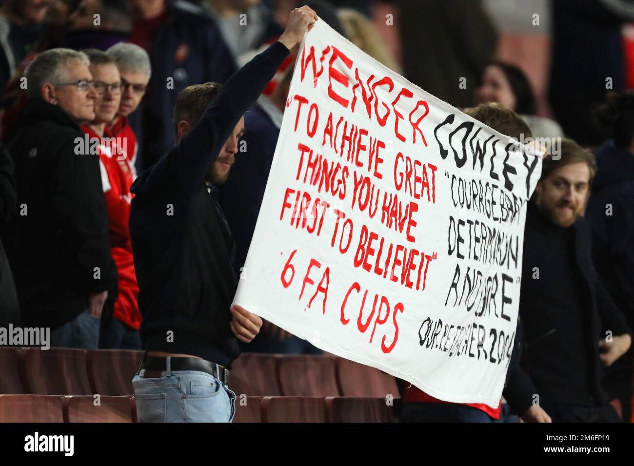Arsenal fans banner emirates stadium hi-res stock photography and ...