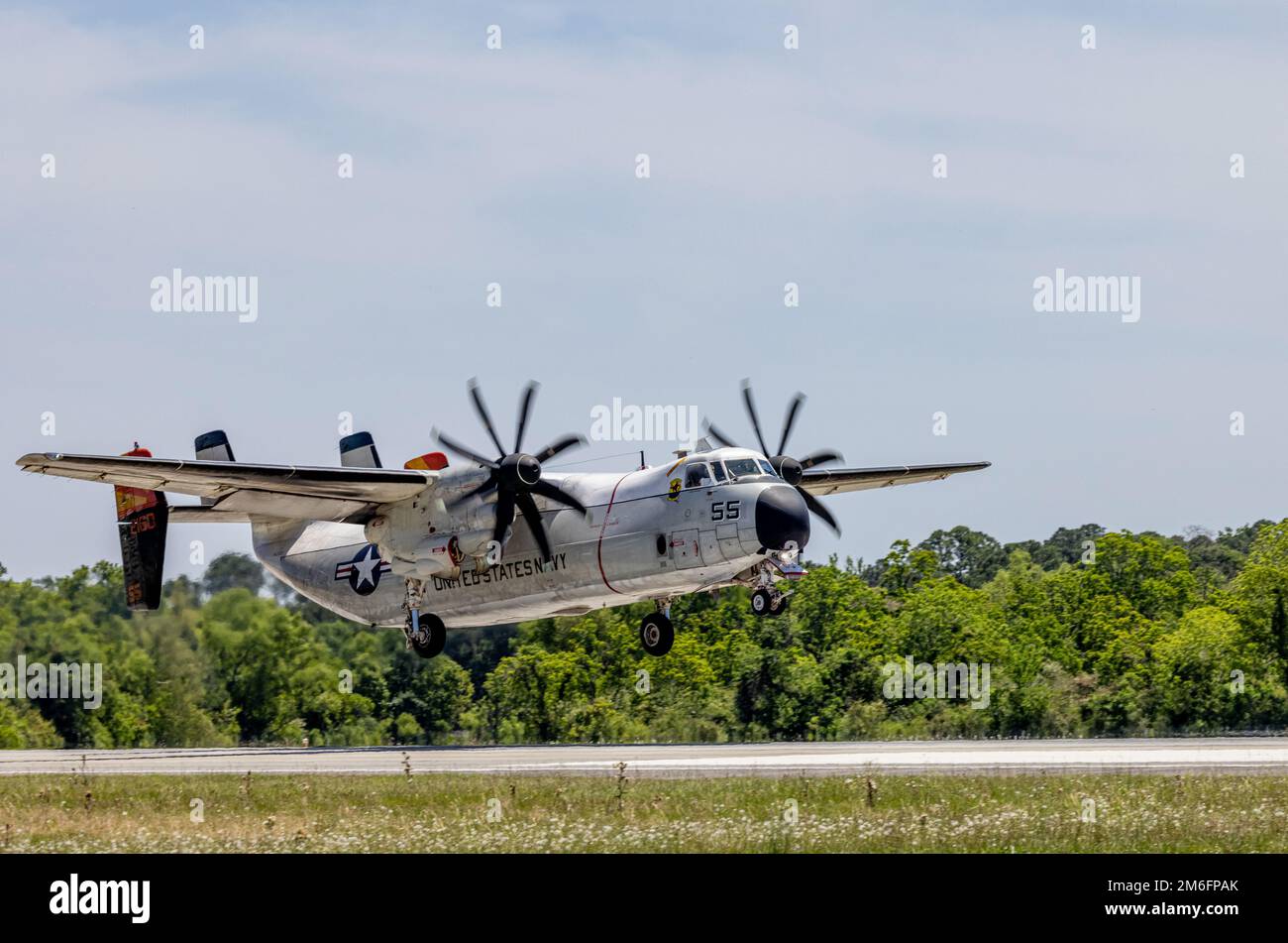 A U.S. Navy C-2 Greyhound aircraft prepares to land at the Gulfport ...