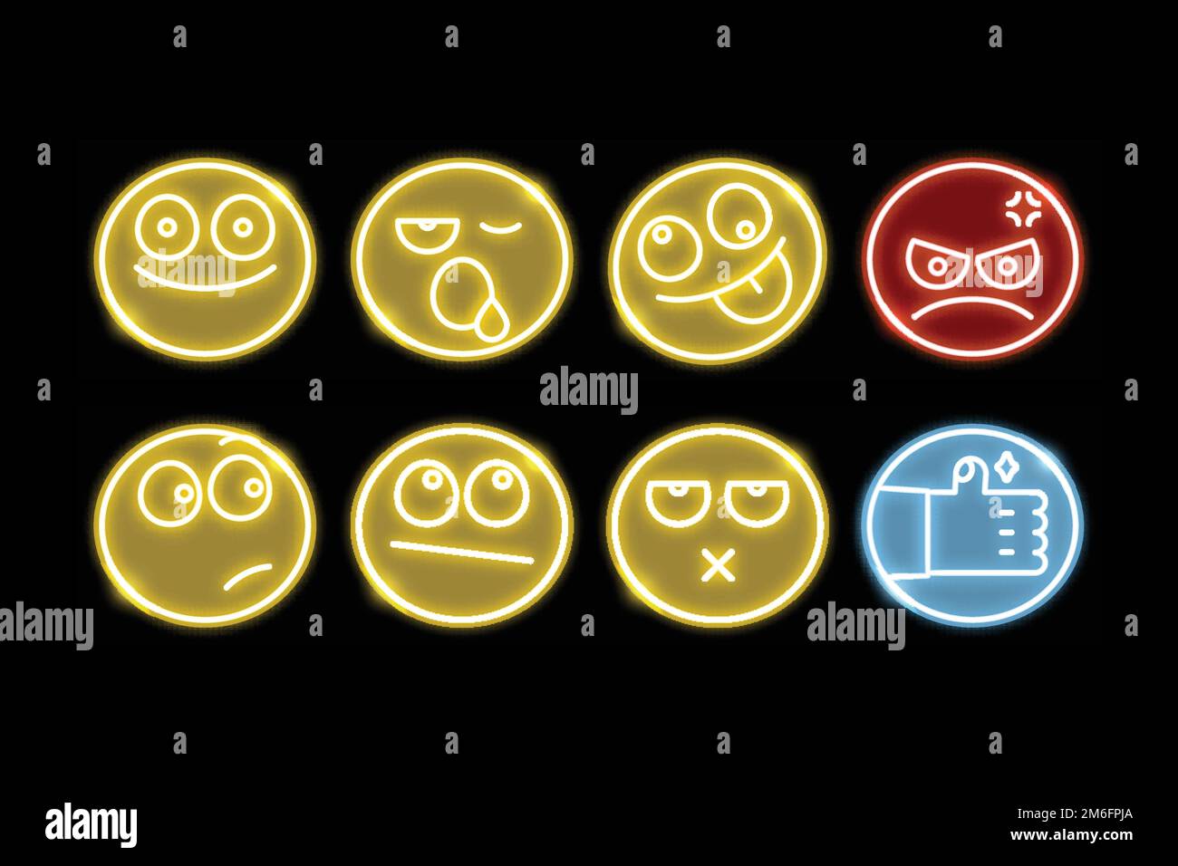 Neon emoticon face collection vector Stock Vector Image & Art - Alamy