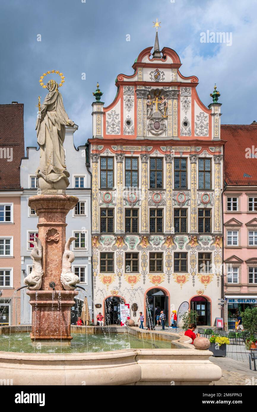 Town of Landsberg am Lech in Bavaria with the historic town hall and ...