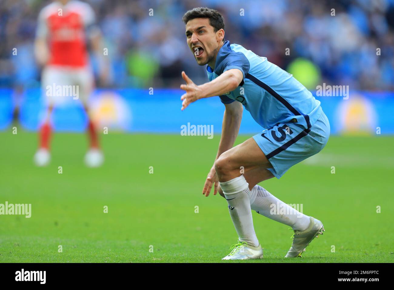 Jesus Navas of Manchester City reacts as a foul is not given - Arsenal ...