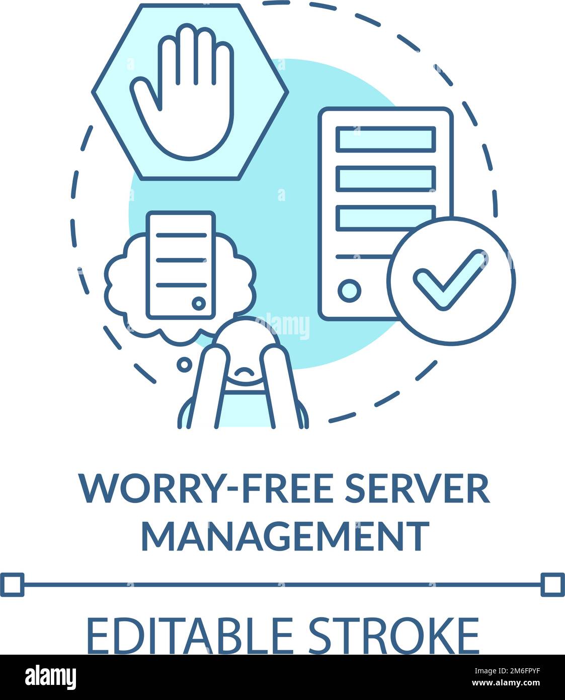 Worry free server management turquoise concept icon Stock Vector Image ...