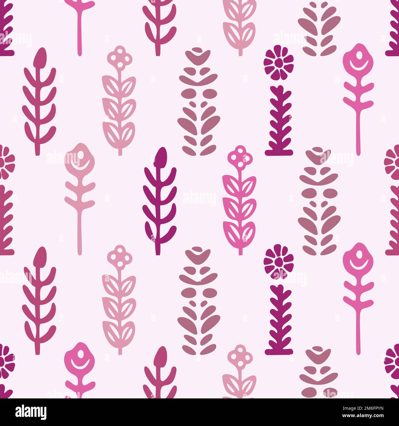 Floral viva magenta seamless vector pattern. Color of the year girly ...