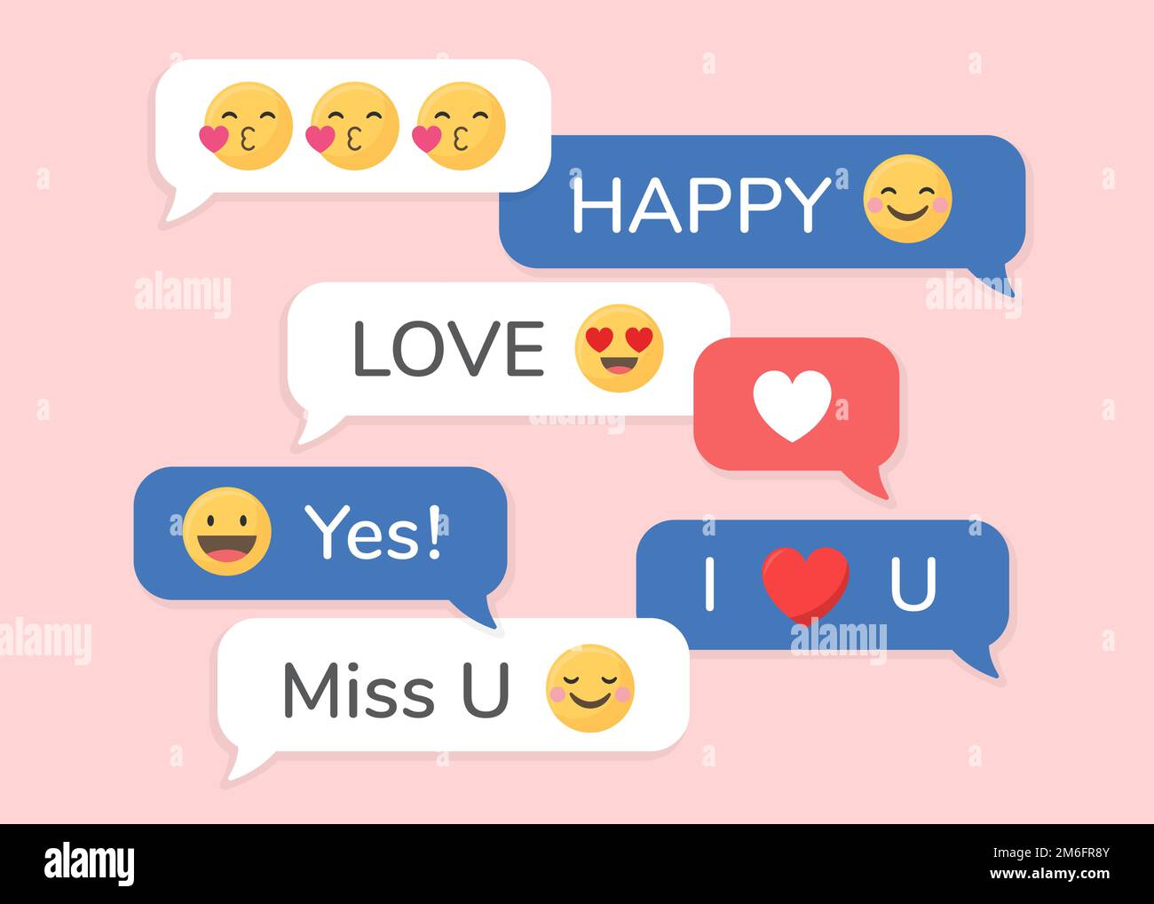 Valentine social media emoji in speech bubbles vector Stock Vector ...
