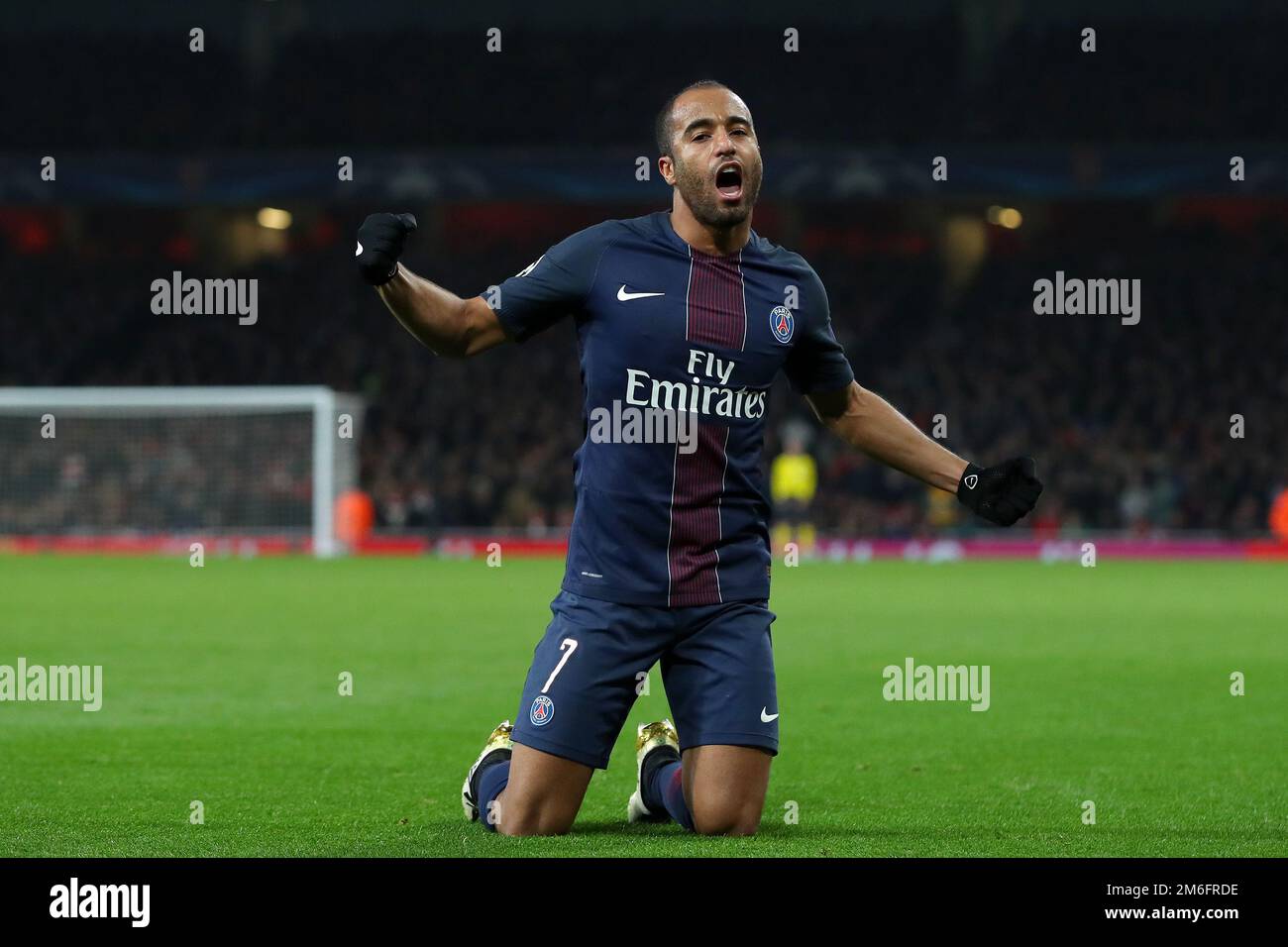 Lucas of Paris Saint-Germain celebrates after scoring the equalising ...