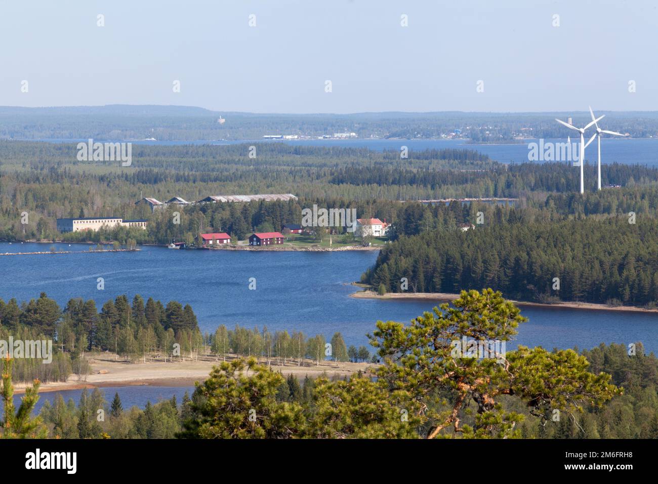 The coastal area, forests, and buildings. Power stations saw from hills ...