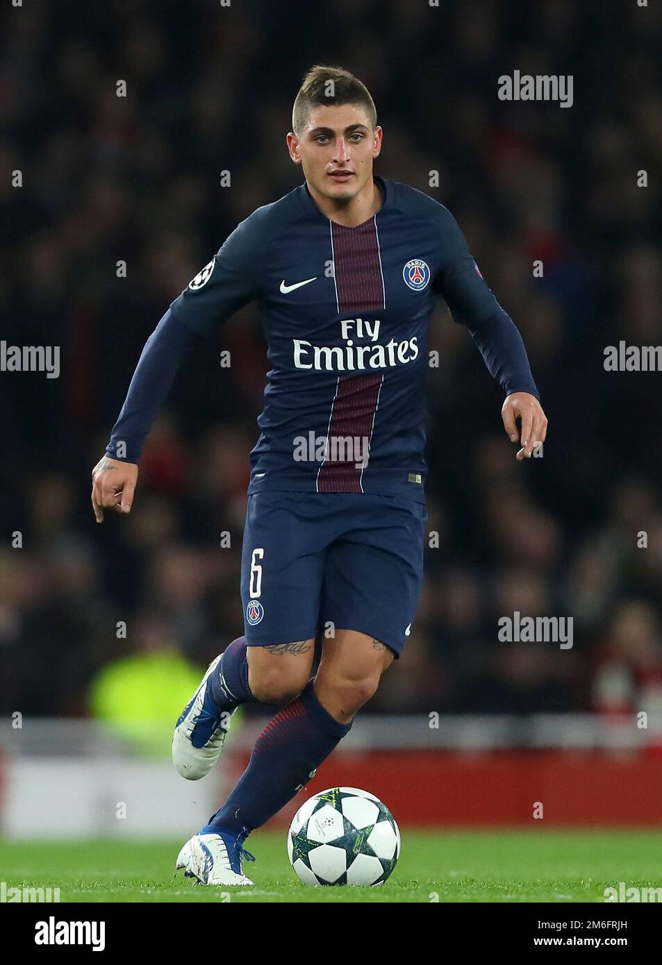 Marco Verratti of Paris Saint-Germain - Arsenal v Paris Saint-Germain ...