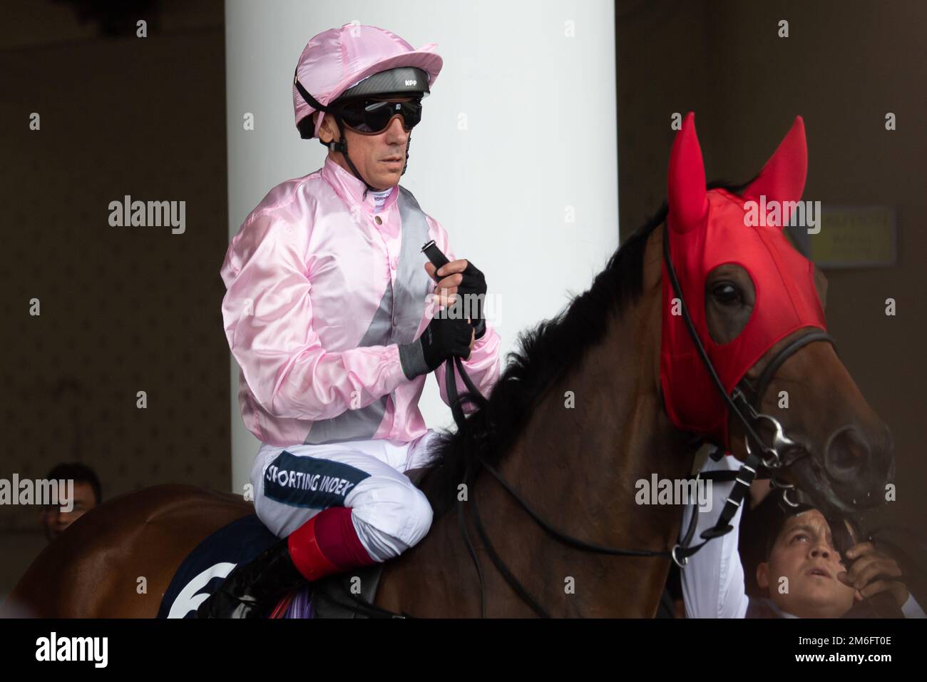 Ascot, Berkshire, UK. 23rd July, 2022. Jockey Frankie Dettori heads ...