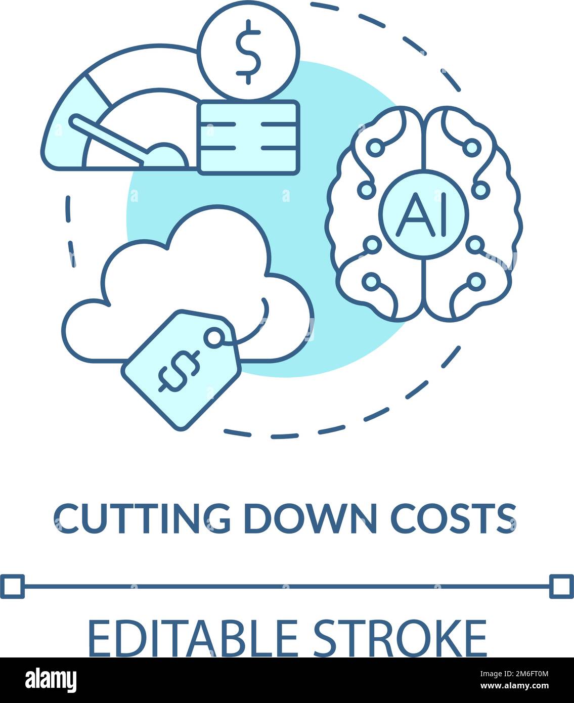 Cutting down costs turquoise concept icon Stock Vector Image & Art - Alamy