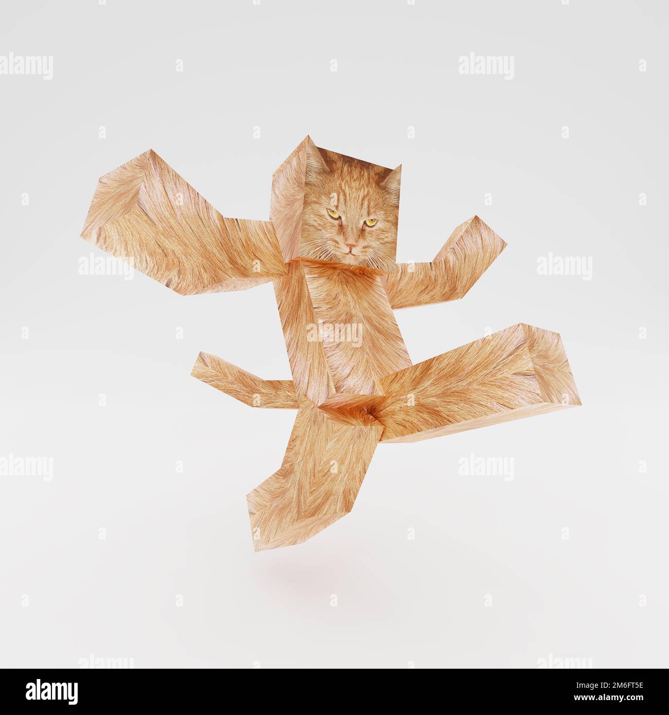 3D illustration, 3D rendering. Cartoon character made up of cubes Stock ...