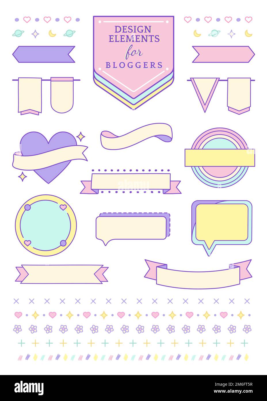 Cute pink design elements for bloggers vector Stock Vector Image & Art ...
