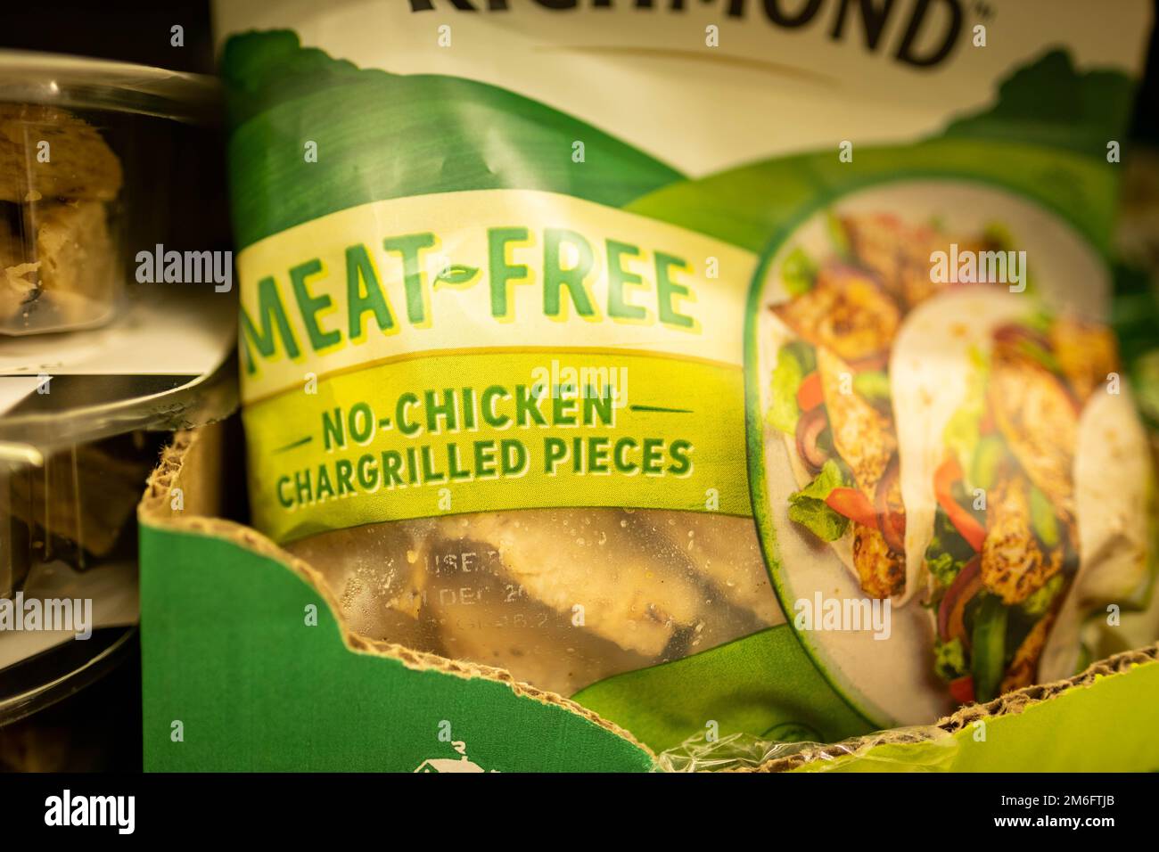 Surrey UK- December 2022: Meat Free products on supermarket shelf Stock ...