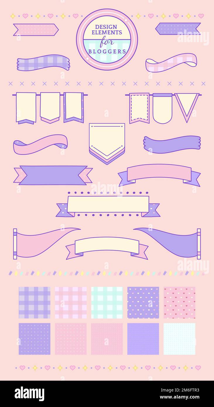 Cute pink design elements for bloggers vector Stock Vector Image & Art ...