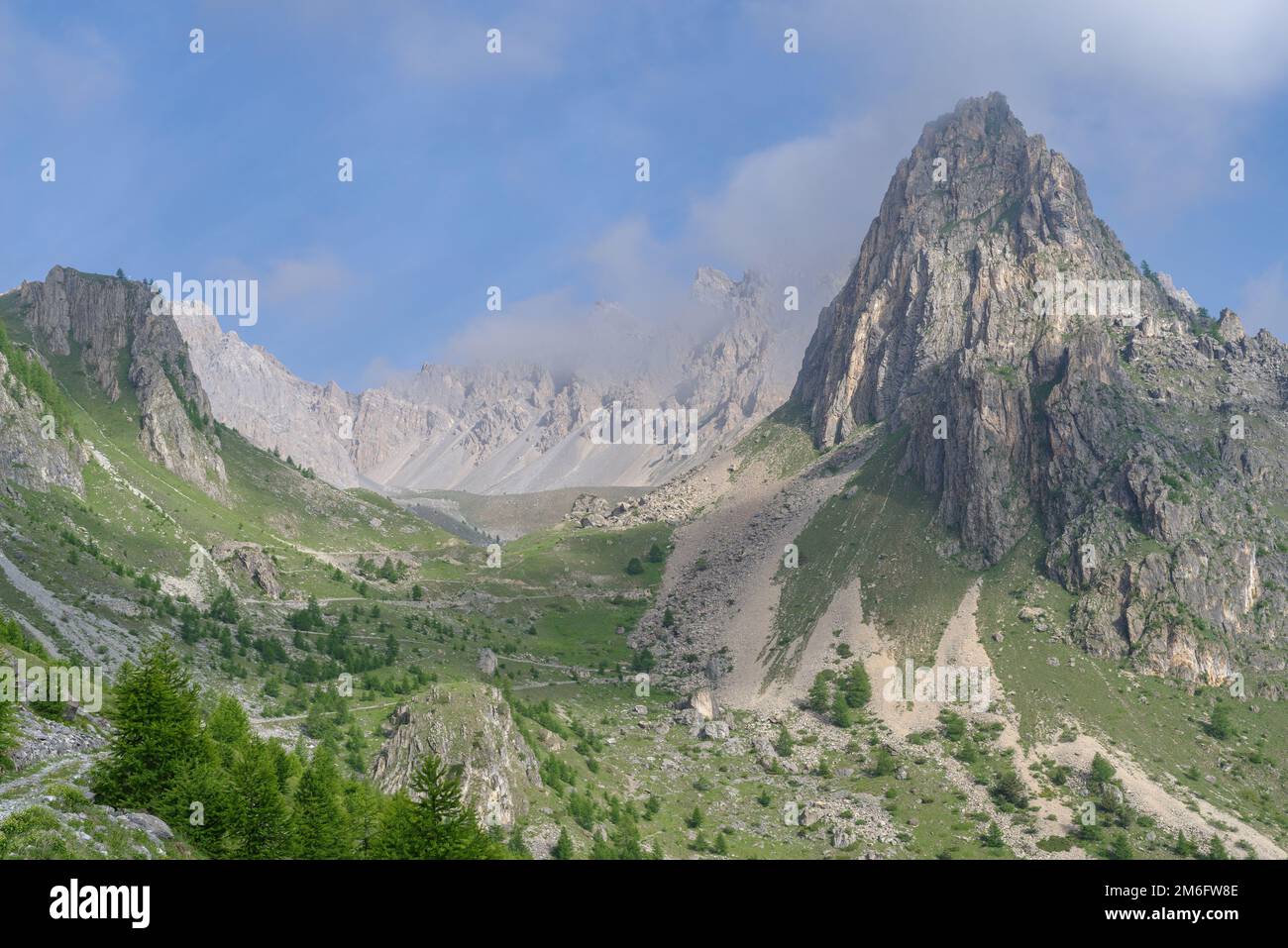 Scenic Alpine landscape in Maira valley, Italian Cottian Alps, Piedmont ...