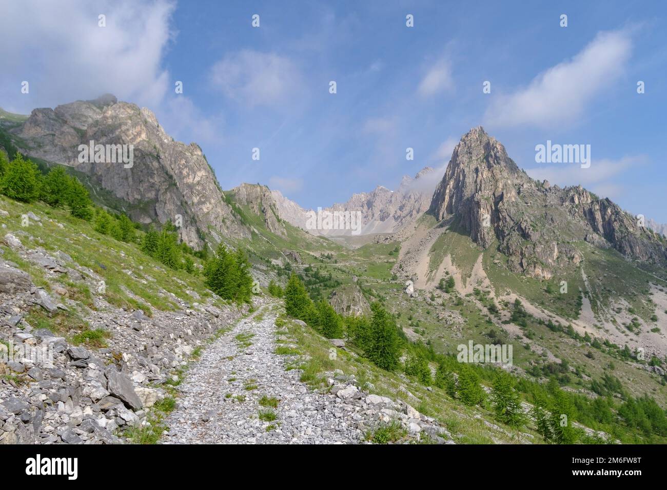 Scenic Alpine landscape in Maira valley, Italian Cottian Alps, Piedmont ...
