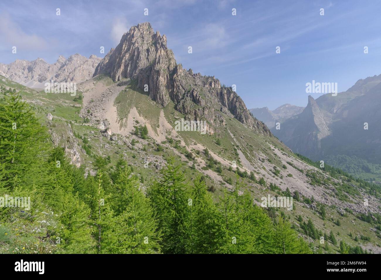 Scenic Alpine landscape in Maira valley, Italian Cottian Alps, Piedmont ...