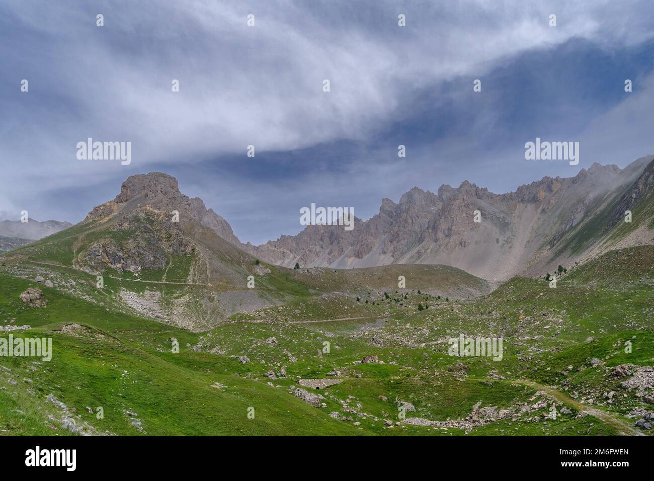 Scenic Alpine landscape in Maira valley, Italian Cottian Alps, Piedmont ...