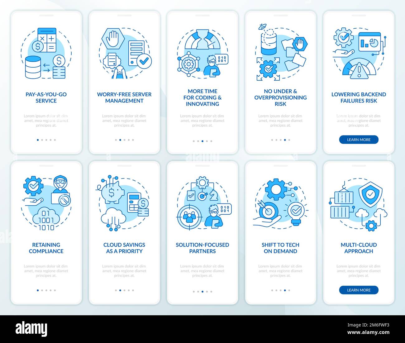 Cloud computing innovations blue onboarding mobile app screen set Stock Vector Image & Art - Alamy