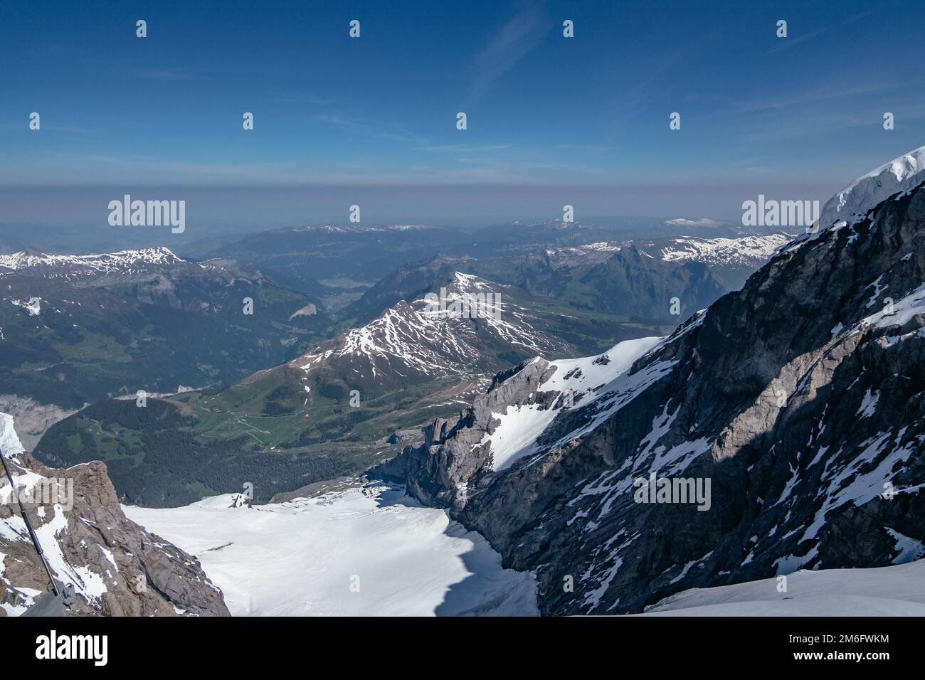 Snow Covered Mountain and Valley - view from Jungfraujoch Sphinx ...