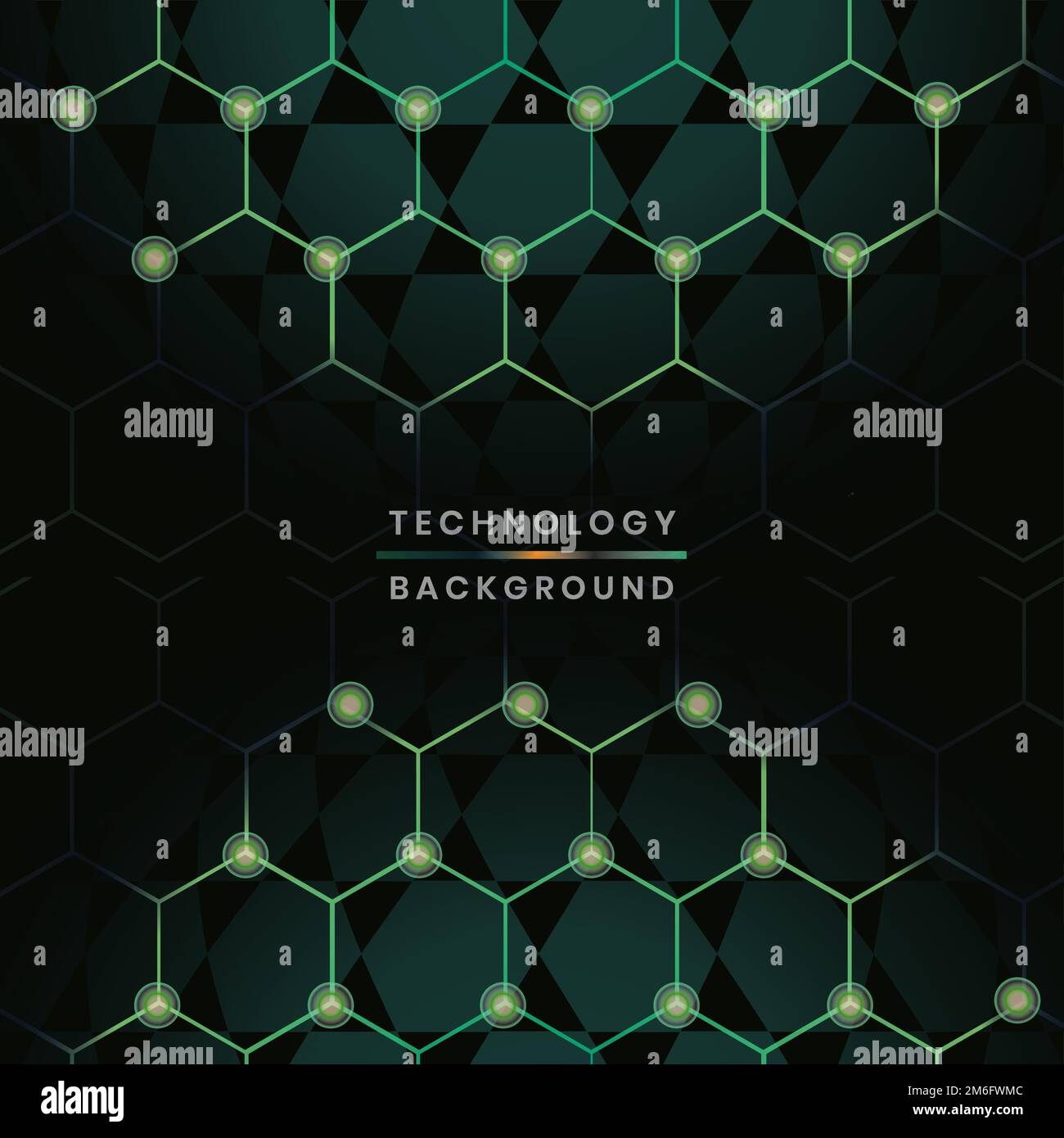 Green hexagon network technology background vector Stock Vector Image ...