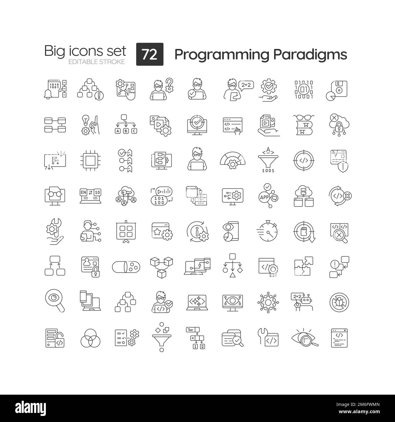 Programming language paradigms linear icons set Stock Vector Image ... Programming language paradigms linear icons set Stock Vector Image ...