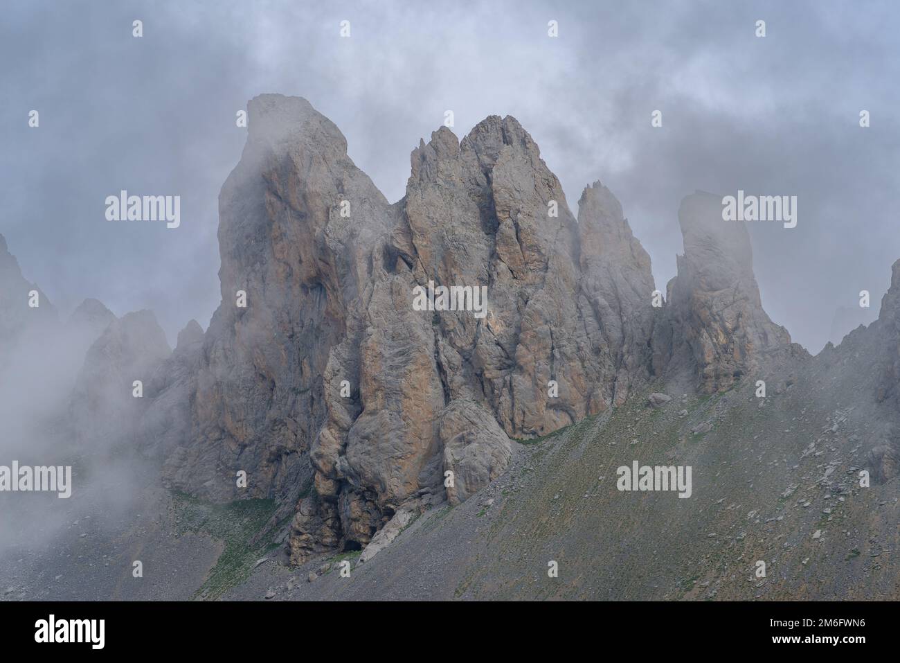 Mountain rocks in Italian Alps massif, Maira Valley, during trek in ...