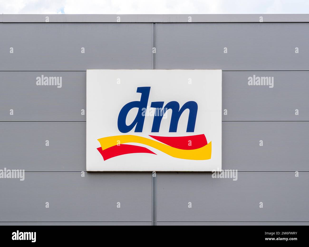 Company sign of the dm market in SchwabmÃ¼nchen Stock Photo - Alamy