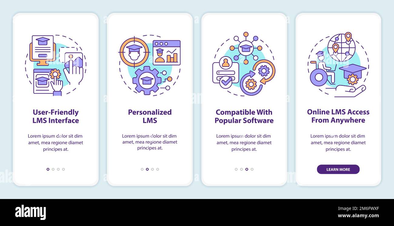 Learning management system features onboarding mobile app screen Stock Vector Image & Art - Alamy