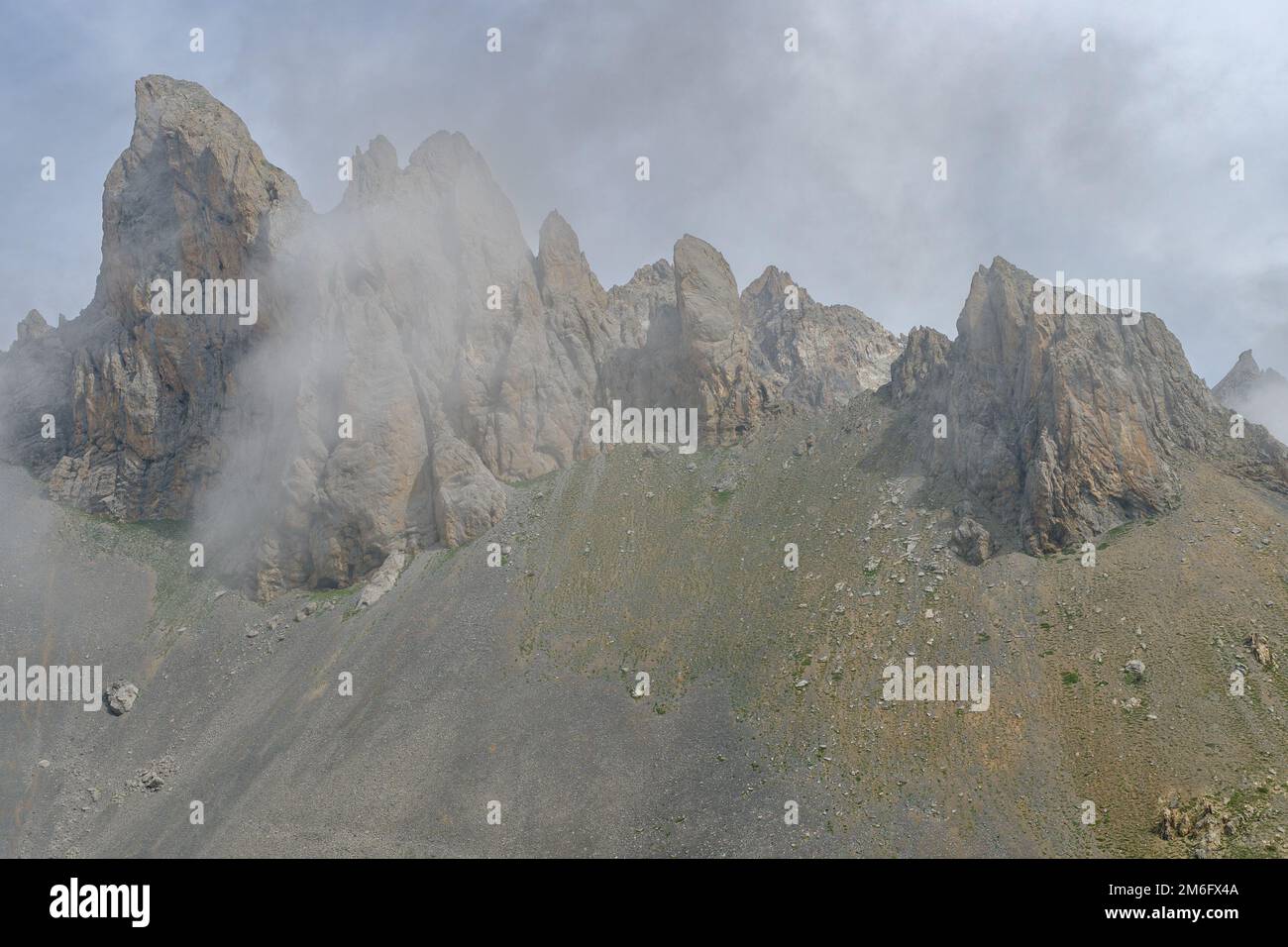 Mountain rocks in Italian Alps massif, Maira Valley, during trek in ...