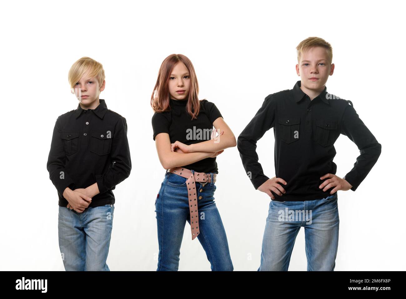 Portrait of teenagers - two boys and girls of European appearance in ...