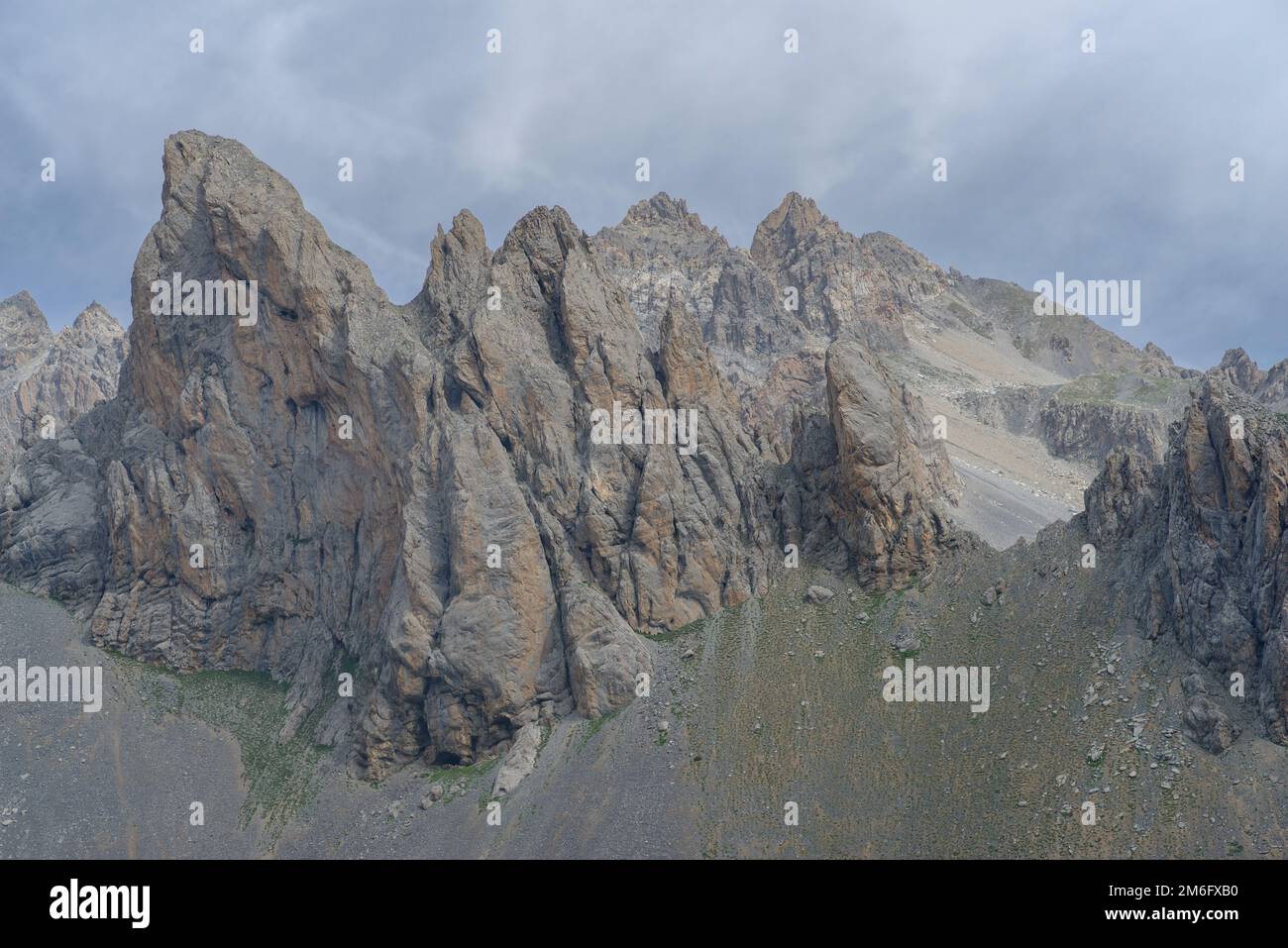 Mountain rocks in Italian Alps massif, Maira Valley, during trek in ...
